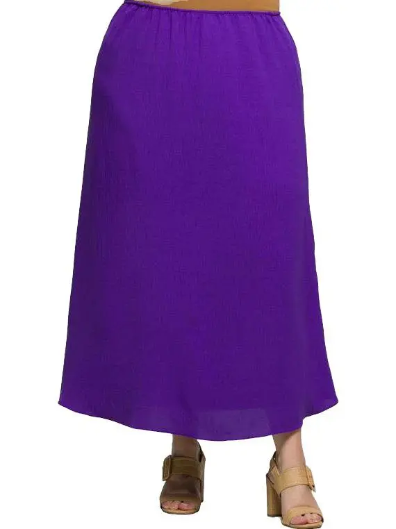 24SEVEN COMFORT APPAREL Solid Pull-on Maxi Skirt - Purple