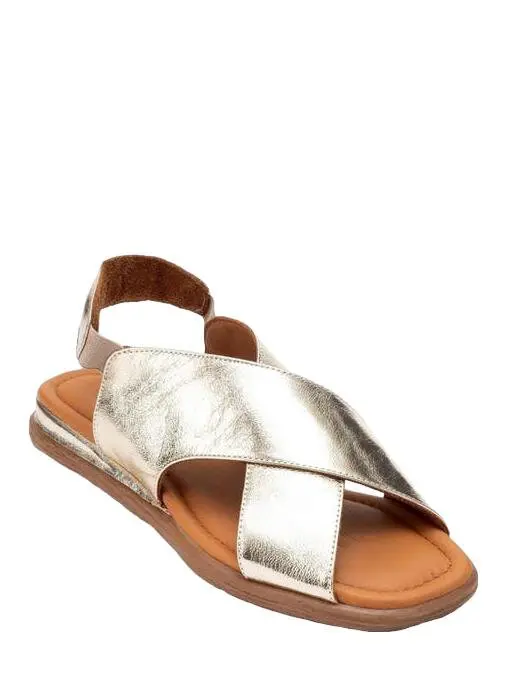 FOREVER & ALWAYS SHOES Broods Leather Slip-on Sandals - Gold Leather