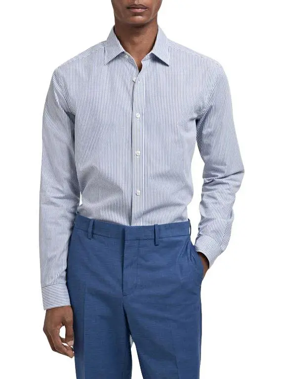 Mango Stripe Slim Fit Button-up Shirt - Blue