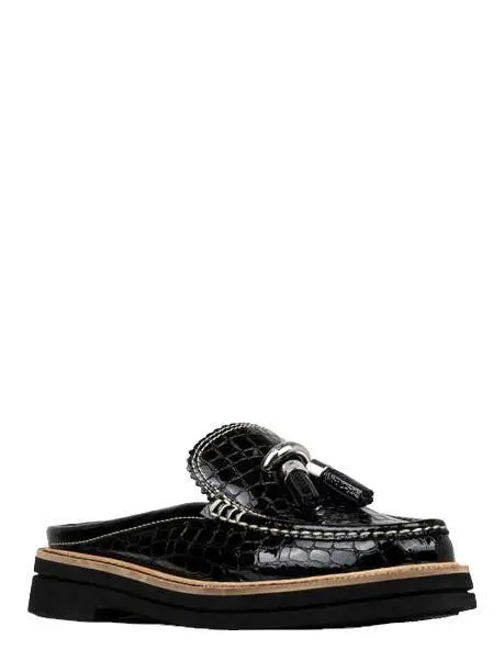 DONALD PLINER Tassel Embellished Mule Loafer - Black