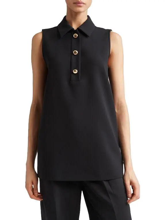 Max Mara Golf Sleeveless Cady Polo - Black