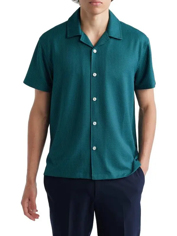 REISS Warwick Texture Camp Shirt - Teal