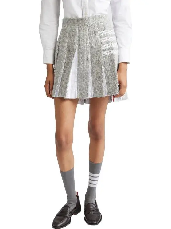 Thom Browne Pleated Tweed Miniskirt - Medium Grey