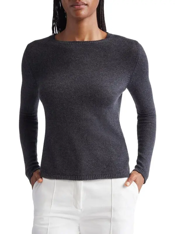 Eleventy Fine Gauge Cashmere Crewneck Sweater - Smoke Gray Melange