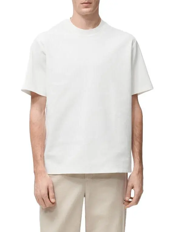 Mango Textured Cotton Blend T-shirt - White