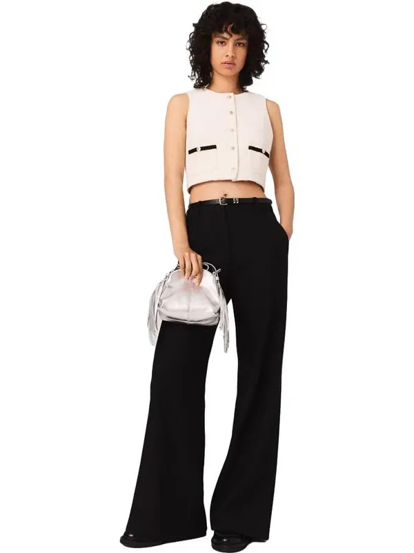 Maje Sleeveless Tweed Lurex Top - Ecru