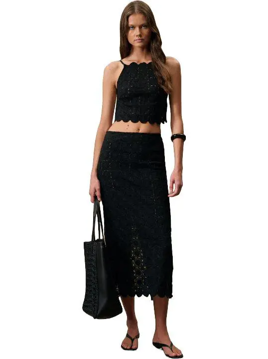 ST. AGNI For Doily Column Skirt - Black