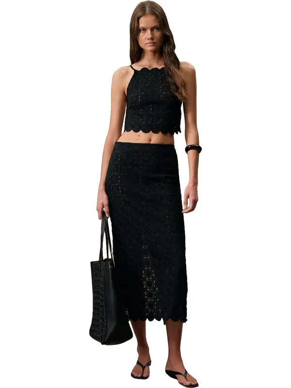ST. AGNI For Doily Column Skirt - Black