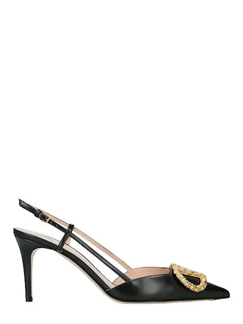 Valentino Garavani Vlogo Crystal-embellished Leather Slingback Courts - Black/comb