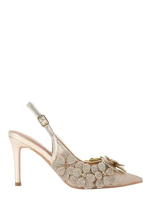 Carvela Petalo Floral-appliqué Slingback Courts - Gold