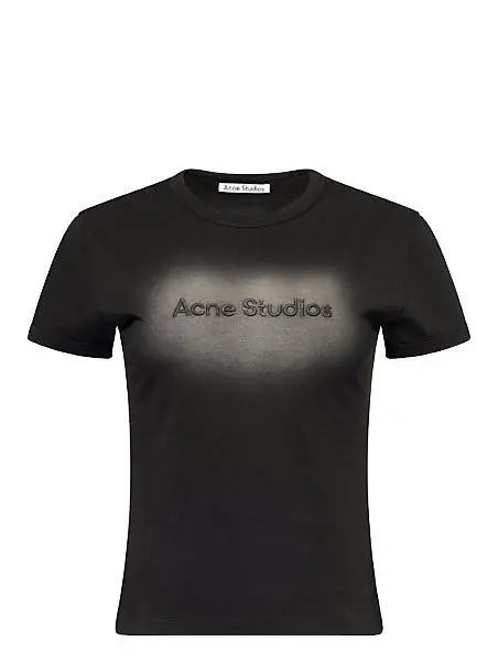 Acne Studios Brand-embroidered Round-neck Cotton-jersey T-shirt - Faded Black