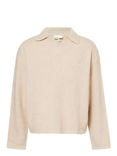THE COUTURE CLUB Collared Boucle Knitted Jumper - Stone