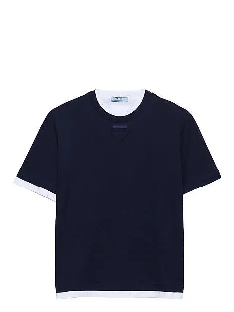 Prada Oversized Round-neck Cotton-jersey T-shirt - Blue
