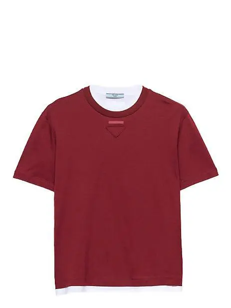 Prada Oversized Round-neck Cotton-jersey T-shirt - Burgundy
