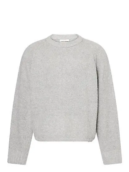 THE COUTURE CLUB Boucle Raglan-sleeve Knitted Jumper - Greymarl
