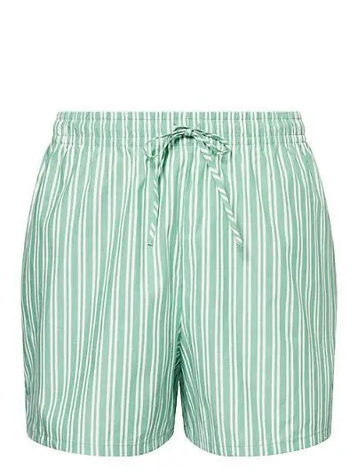 Lounge Pinstriped Cotton Shorts - Green