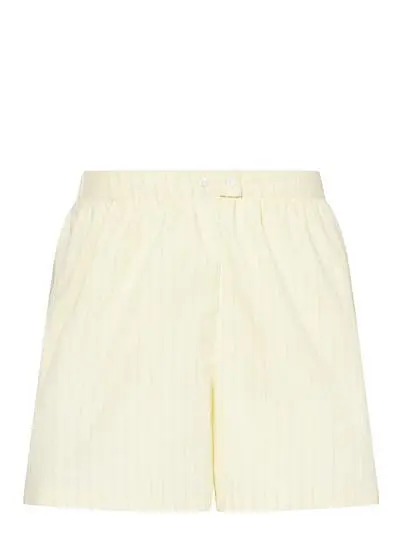 Lounge Boxer-style Cotton Shorts - Yellow Stripe