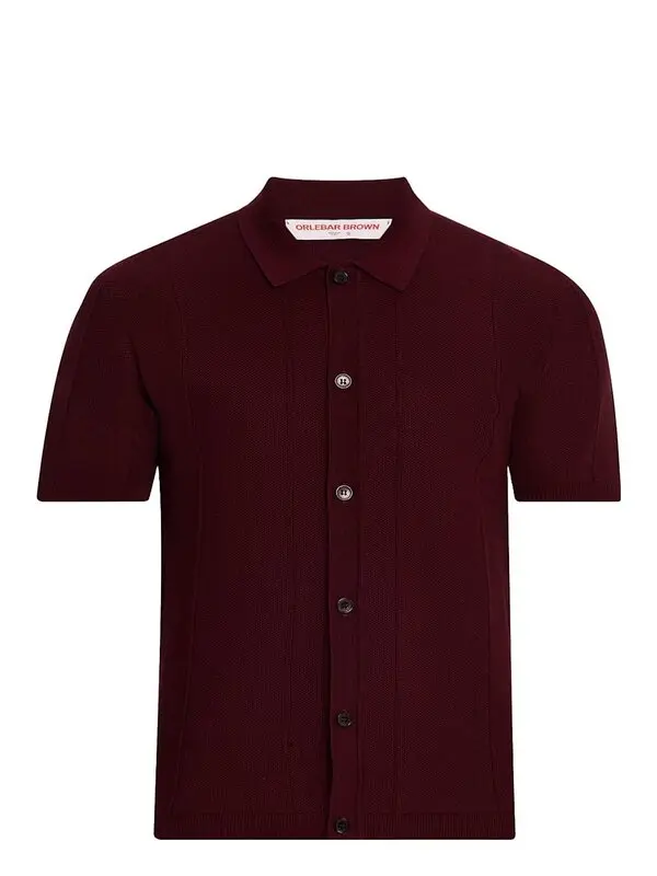Orlebar Brown Classic-fit Pique Knit Short-sleeve Shirt - Damson
