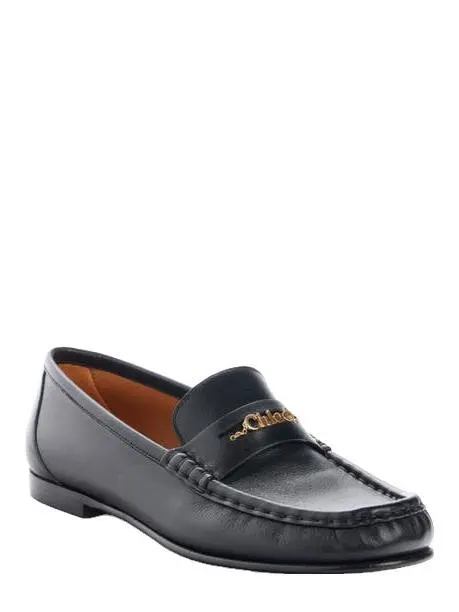 Chloé Logo Penny Loafer - Black