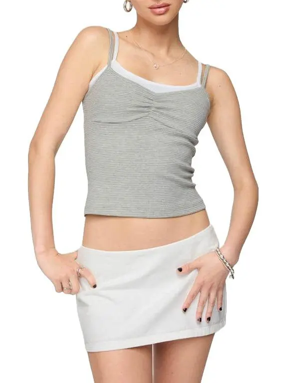 EDIKTED Lilian Layered Stripe Camisole - Gray-melange