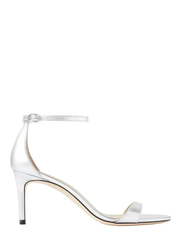 STUART WEITZMAN Nudist Ii Metallic Leather Sandals - Silver