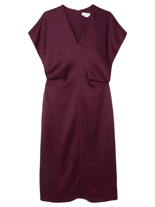 Stella McCartney Draped Satin Midi Dress - Burgundy