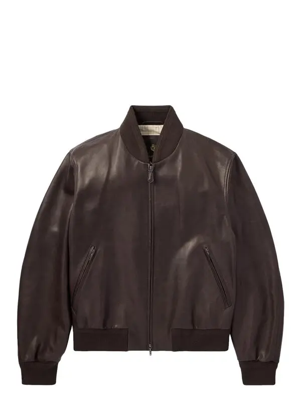 Loro Piana Leather Bomber Jacket - Brown