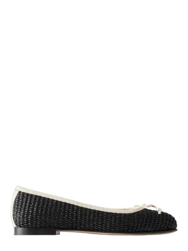 Manolo Blahnik Veralli Raffia Ballet Flats - Black