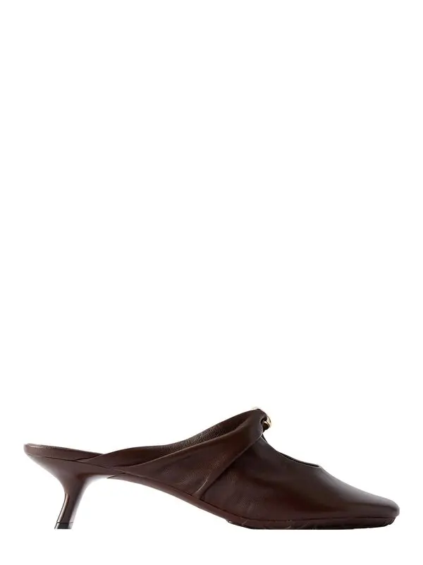 Loewe Pebble Embellished Cutout Leather Mules - Brown
