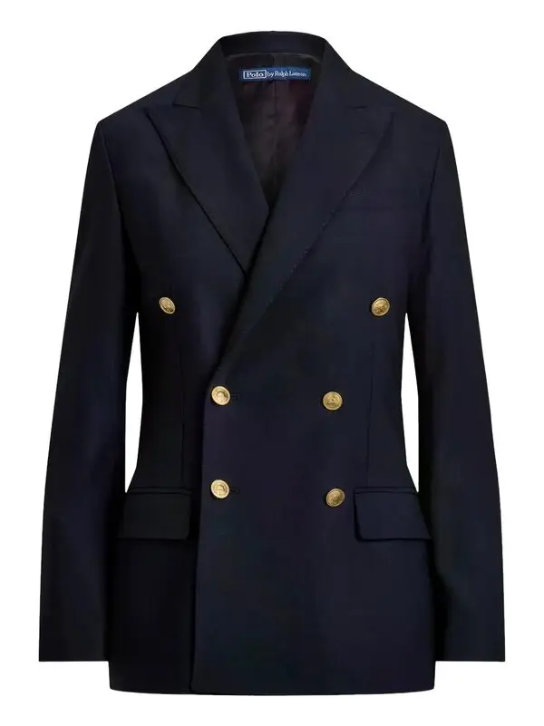 Polo Ralph Lauren Double-breasted Wool Blend Blazer - Blue