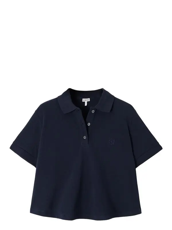 Loewe Embroidered Cotton-piqué Polo Shirt - Blue