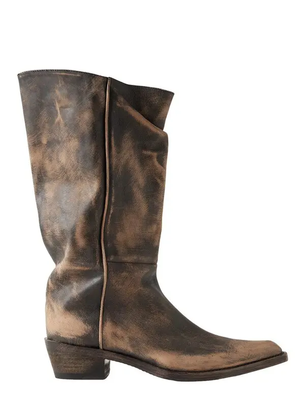 Khaite Clive Leather Boots - Neutrals