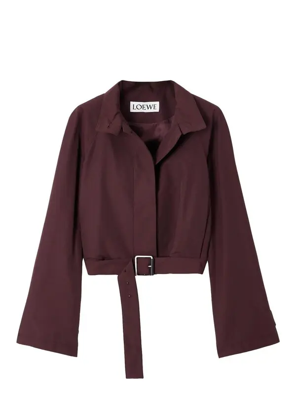 Loewe Belted Cotton-blend Shell Jacket - Burgundy