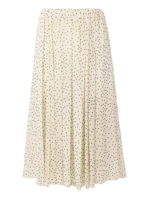Magda Butrym Pleated Polka-dot Silk-blend Chiffon Midi Skirt - Cream