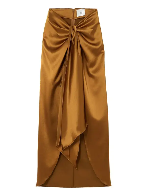 Galvan De Lovie Asymmetric Satin Maxi Skirt - Brown