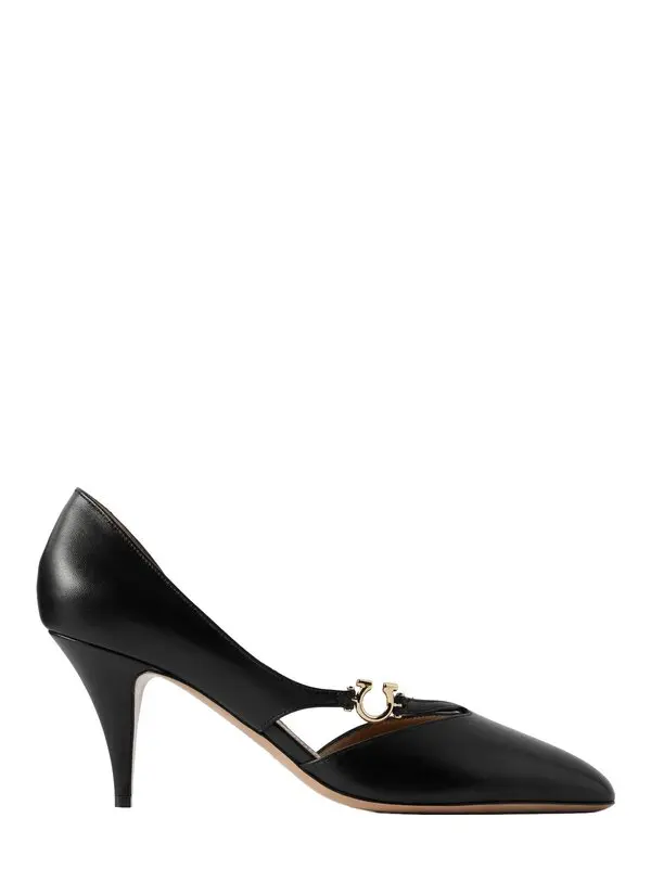 FERRAGAMO Moreen Embellished Leather Pumps - Black