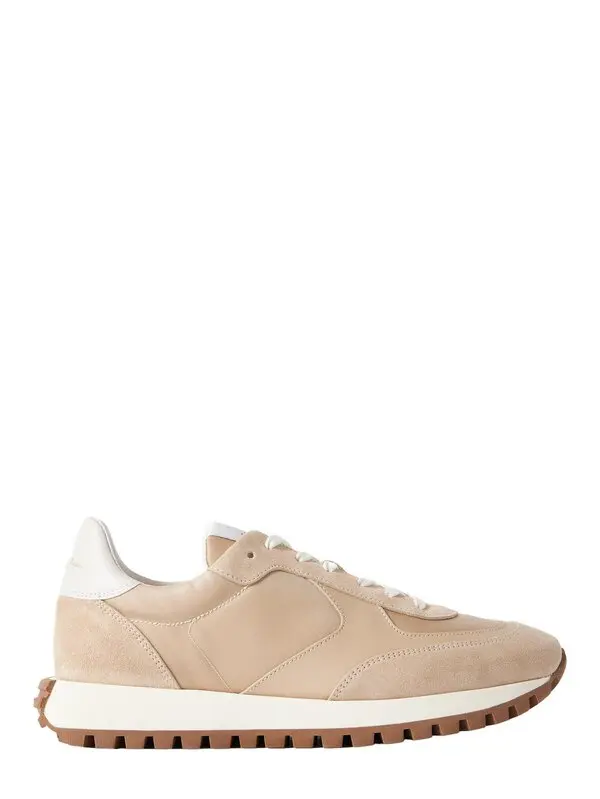 GIANVITO ROSSI Gravel Suede, Leather, And Shell Sneakers - Neutrals