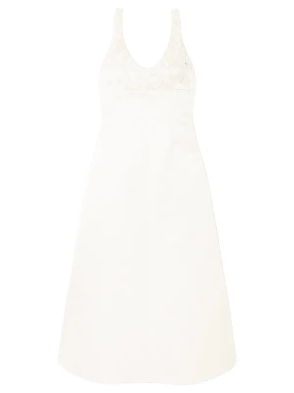 EMILIA WICKSTEAD Abella Embellished Mikado Midi Dress - Ivory