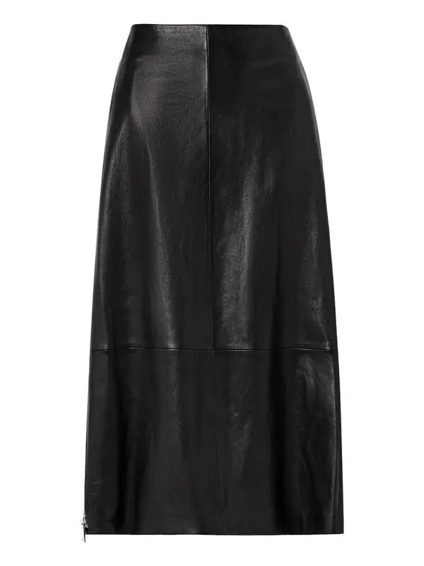 Brandon Maxwell The Avery Paneled Leather Midi Skirt - Black