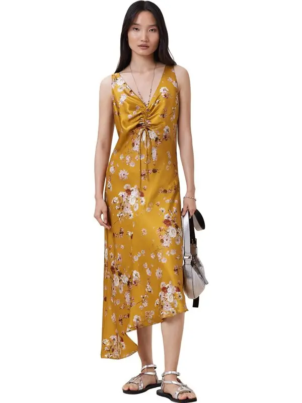 ALLSAINTS Alexia V-neck Midi Slip Dress - Yellow