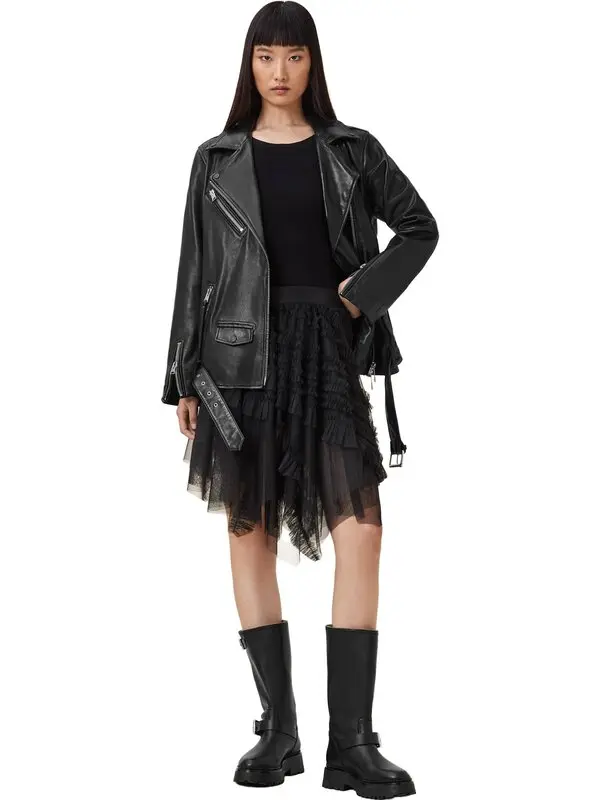 ALLSAINTS Jayde Ruffled Tulle Mini Skirt - Black