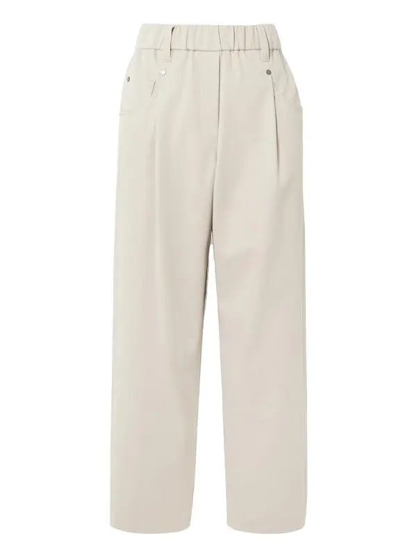 Brunello Cucinelli Cotton-blend Twill Tapered Pants - Off-white
