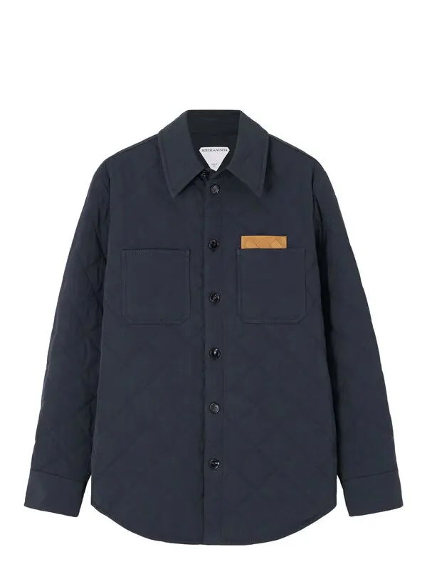 Bottega Veneta Quilted Cotton-blend Jacket With Suede Trim - Blue