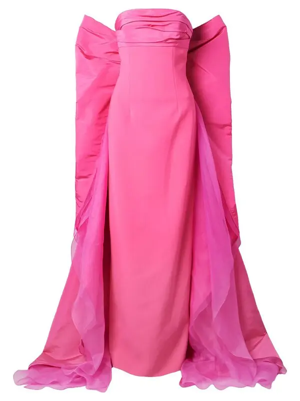 Carolina Herrera Strapless Draped Silk-organza Trimmed Taffeta Gown - Pink