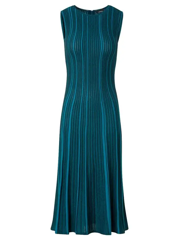 Akris Metallic Silk Rib-knit Midi Dress - River Green