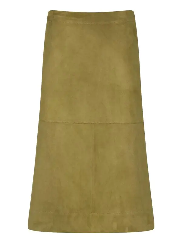 Bottega Veneta Suede Leather Midi Skirt - Green