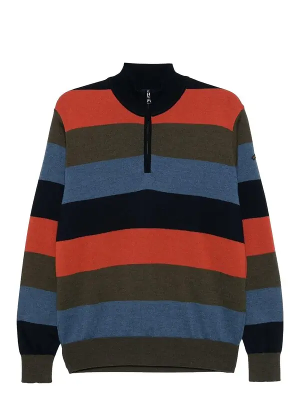 Paul & Shark Striped Half Zip Wool Sweater - Multicolour