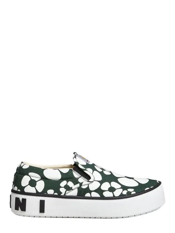 MARNI X CARHARTT Floral-print Slip-on Sneakers - Green