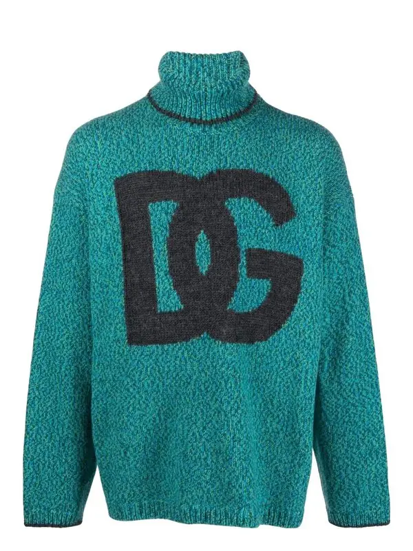 Dolce & Gabbana Wool Blend High Neck Sweater - Blue