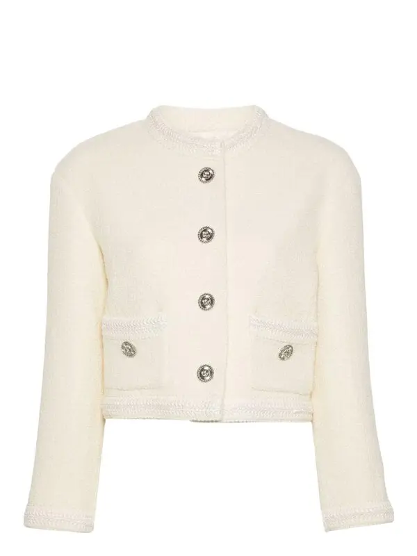 Gucci Button-up Tweed Jacket - White